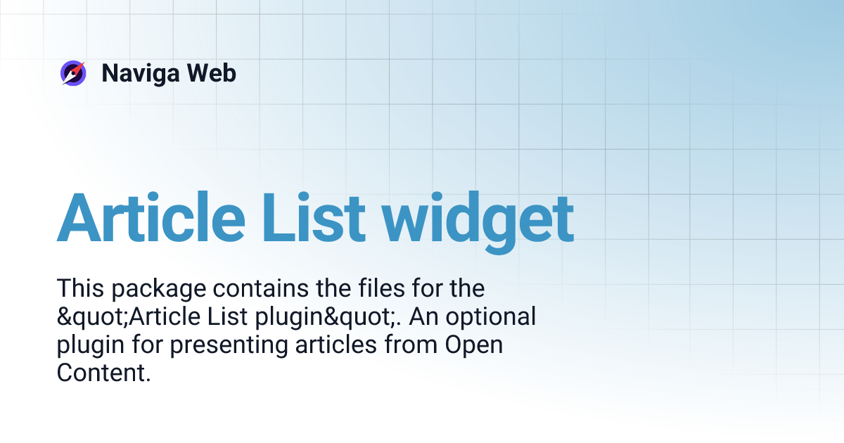 Article List widget | Naviga Web