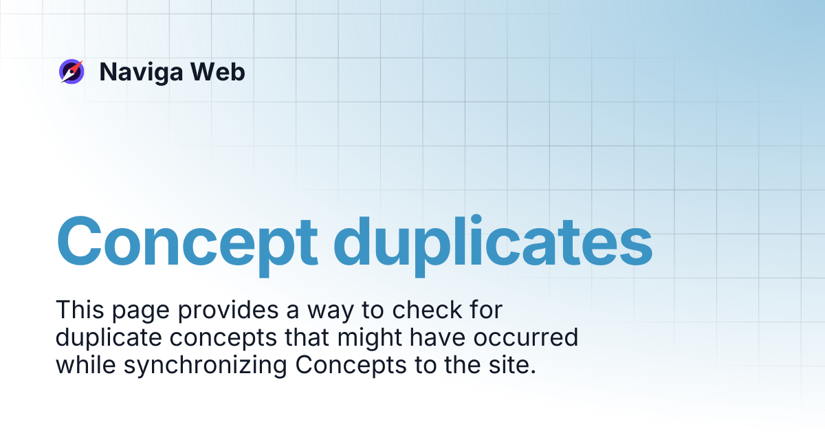 Concept duplicates | Naviga Web