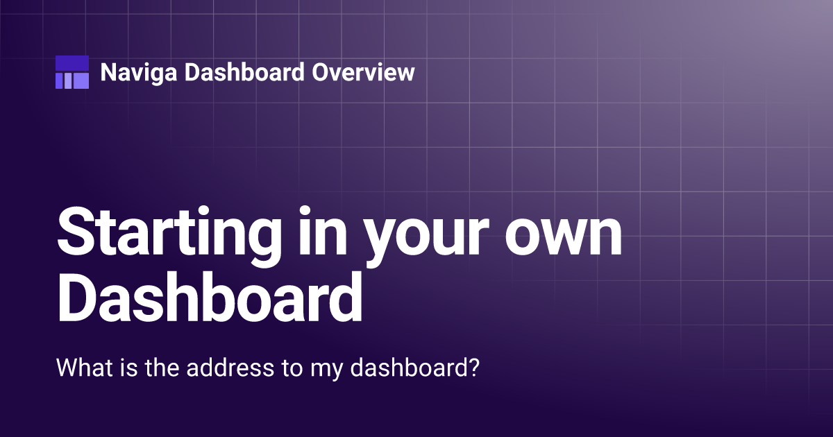 Starting in your own Dashboard | Naviga Dashboard Overview Starting in your own Dashboard | Naviga Dashboard Overview