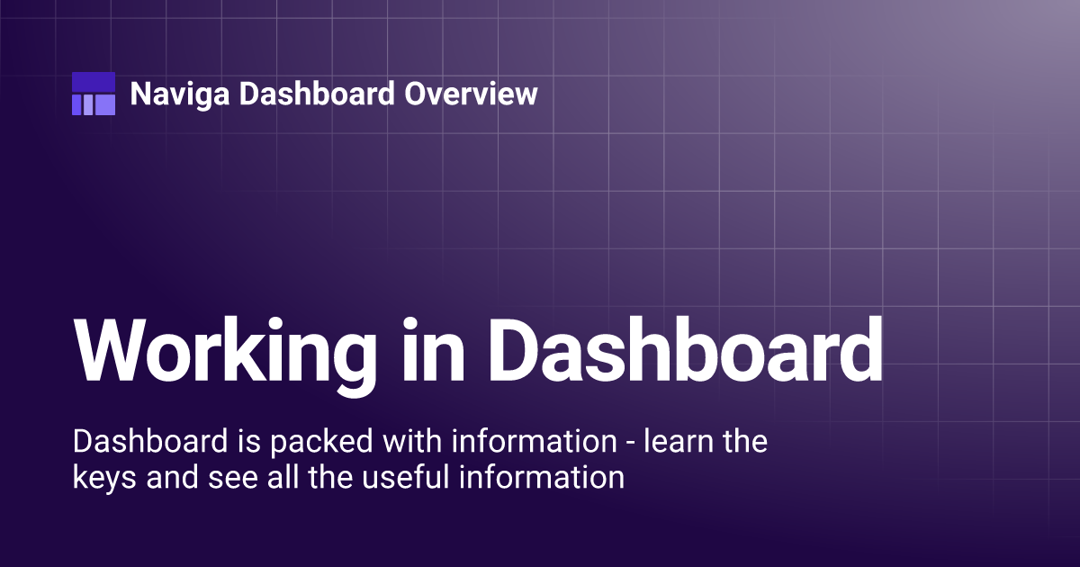 Working in Dashboard | Naviga Dashboard Overview Working in Dashboard | Naviga Dashboard Overview
