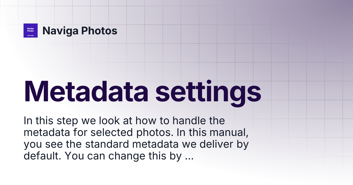 Metadata settings | Naviga Photos