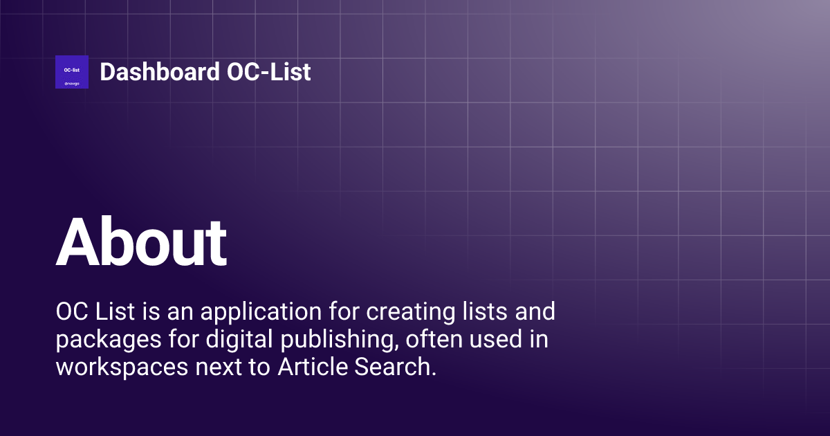 About | Dashboard OC-List