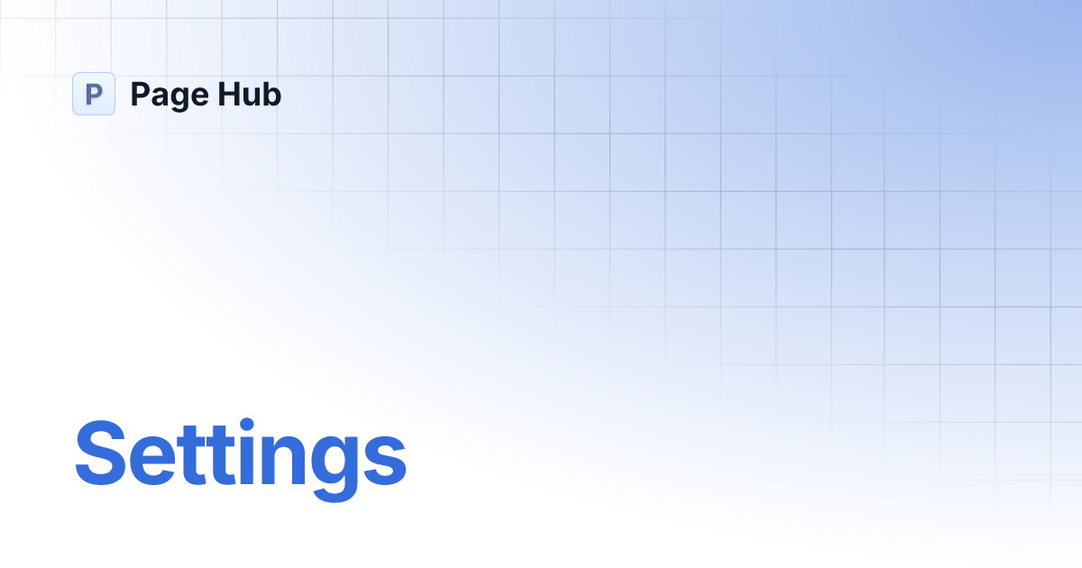 Settings | Page Hub