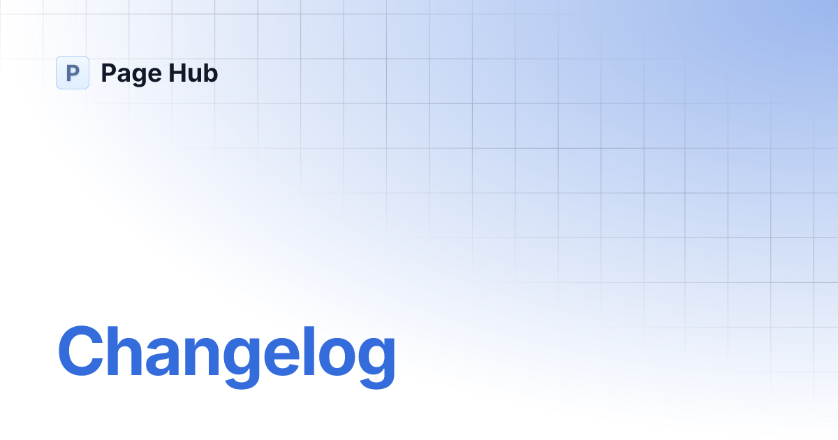 Changelog | Page Hub